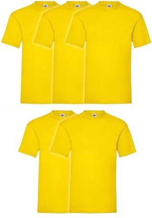 Fruit Of The Loom Valueweight Lot de 5 t-shirts Valueweight S, M, L, XL, XXL, XXXL, 3XL, différents ensembles de couleurs au choix, jaune, XL