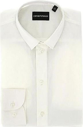 Emporio Armani Chemise en popeline stretch - Homme - Chemises - Blanc - Taille: XL
