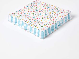 Homescapes dekoratives Sitzkissen Stuhlkissen Sitzerhöhung Stuhlauflage Star-Multi, 40 x 40 cm, 100% Reine Baumwolle mit Polyester Füllung