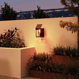 QAZQA Applique Murale Solaire LED Orientable avec Capteur de Lumi&egrave;re, IP44 &Eacute;tanche Blanc Chaud pour Jardin et Terrasse, Noir, Installation Ext&eacute;rieure