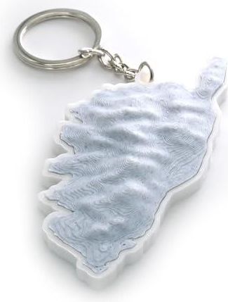 Generico Porte-clés topographique en 3d de lîle de Corse, Gris/blanc L, Taille Unique