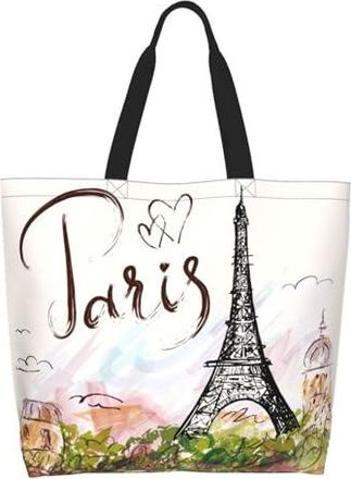 Generic Tour Eiffel Branch&eacute;e De Paris Sac Fourre-Tout Pliable Sacs De Courses D&eacute;contract&eacute; Sac A Main Femme Pour Voyage Plage Shopping