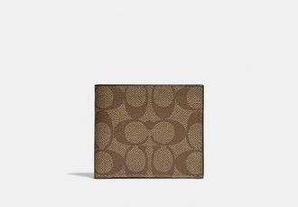 Coach Id-Billfold-Geldb&ouml;rse Aus Signature-Canvas f&uuml;r M&auml;nner in Beige