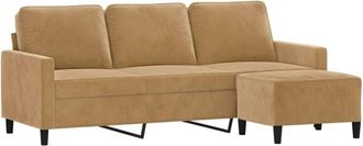 vidaXL 3-Sitzer-Sofa mit Hocker Braun 180 cm Samt Vidaxl