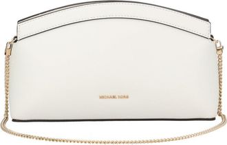 Michael Michael Kors Womens Clutch Athena White Cow Leather Shoulder Bags