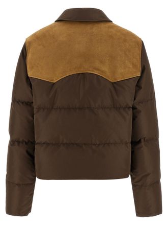 Miu Miu Pong&eacute; and Leather Down Jacket - Brown