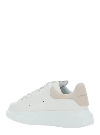 Alexander McQueen Womens Leather Low-Top Sneakers White Contrasting Heel Calf Trainers