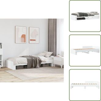 vidaXL The Living Store Bettgestell Wei&szlig; 100x200 cm Holzwerkstoff - Holzbettfassungen - Wei&szlig;es Bettgestell - Einzelbett - Lattenrost - Kinder Sicheres Bett