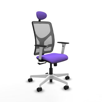 Piqueras y Crespo Call Center Sattelstuhl mit wei&szlig;en und schwarzen Armlehnen, h&ouml;henverstellbarer Lendenwirbelst&uuml;tze und festem Kopfteil, ausgestattet mit 3 Positionen, 