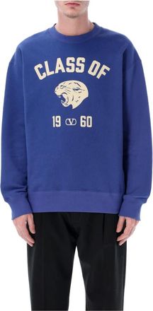 Valentino Garavani Homme, Sweatshirts et sweats &agrave; capuche, Bleu, Taille: M SweaT-shirt imprim&eacute; Panth&egrave;re Class of 1960