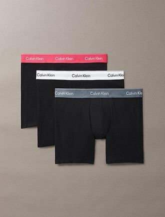 Calvin Klein 3er-pack Lange Boxershorts - Icon Cotton Stretch - Black Bodies W/ Turbulence/white/in - Herren - 4XL