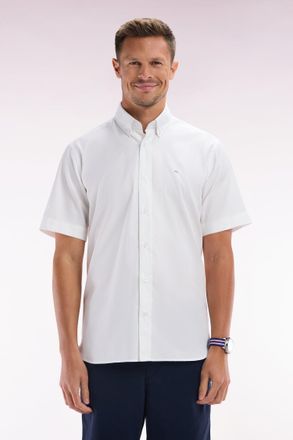 Eden Park Chemise &Agrave; Manches Courtes En Coton Blanc Broderie Eden Park Coupe Droite