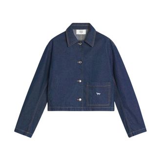 Maison Kitsun&eacute; Femme, Vestes, Bleu, Taille: 40 FR Veste en jean courte japonaise