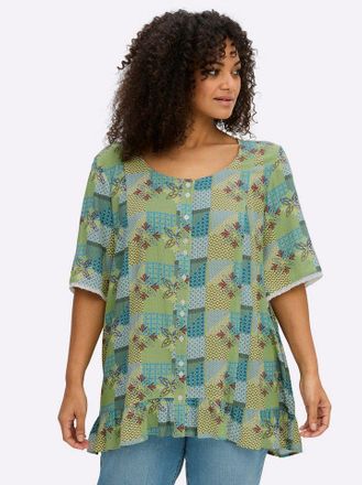 Sheego Klassische Bluse Tunika Kurzarm