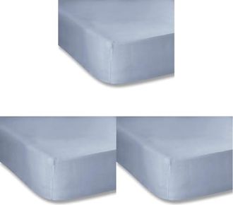 bianca Plain Dyed Denim, Spannbettlaken, 90 x 200 cm, 100% Perkal-Baumwolle (Packung mit 3)