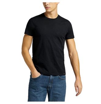 Lee Herren Twin Pack Crew Black T-shirts, Schwarz, 4XL