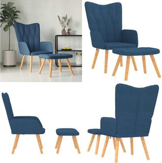 vidaXL Relaxsessel mit Hocker Blau Stoff - Sessel - Relaxsessel - Wohnraum - Sofa - Bequemlichkeit - Home & Living