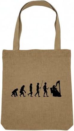 Fabulous Sac Shopping Tote Bag Aspect Lin - Evolution Harpe Orchestre Musique Instrument Musicien - Sac de Courses Toile Epaisse 360g Beige Naturel Cabas Port&eacute;