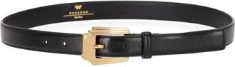 Max Mara Femme, Accessoires, Noir, Taille: L Ceinture en cuir noir avec boucle dorée