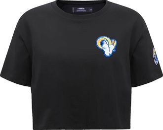 Pro Standard Womens NFL Los Angeles Rams Classic Chenille Kurzarm Boxy T-Shirt Schwarz L