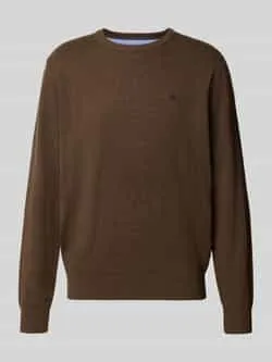 Fynch-Hatton Strickpullover aus reiner Baumwolle mit Logo-Stickerei