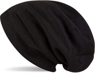 styleBREAKER warme Feinstrick Beanie Mütze mit sehr weichem Fleece Innenfutter, Longbeanie unifarben, Unisex 04024092, Farbe:Schwarz