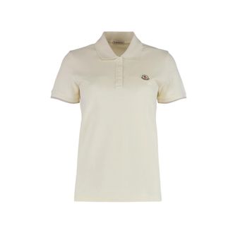 Moncler Femme, Tops, Blanc, Taille: 36 FR Polo en Piqu&eacute; de Coton avec Logo