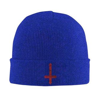 Generic Coupe-Vent Bonnet Tricot&eacute;, Croix invers&eacute;e d&eacute;moniaque, Extensible Chapeau dhiver Tricot&eacute;, Bonnet Hiver Chaud Tricot pour Femme, Ski, Cyclisme