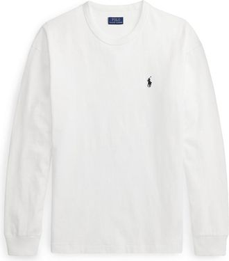 Ralph Lauren Langarm-Strickshirt aus Baumwolle mit Logo-Stickerei, Relaxed Fit in
