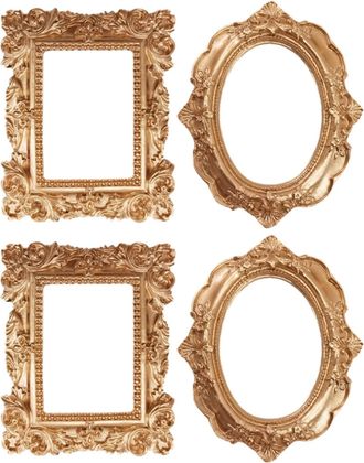 Garneck 4 Stück kleiner goldener Fotorahmen runder Bilderrahmen Bilder zeigen Rahmen Wohnkultur dekoration schlafzimmer Ohrstecker goldene Bilderrahmen Fotora