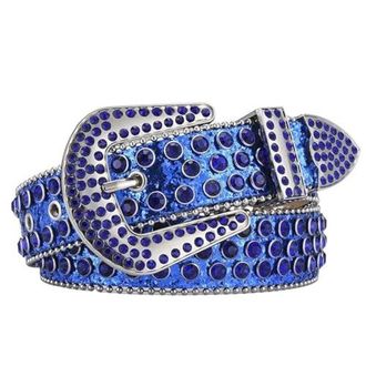 Generic Ceinture en cuir synthétique avec strass pour femme, style cowboy occidental, accessoire de robe jeans, 12, 115 cm