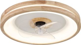 Globo Lighting Deckenventilator mit Beleuchtung dimmbar Fernbedienung Deckenlampe Schlafzimmerleuchte Holzlampe, Vor-/R&uuml;cklauf, 3 Geschwindigkeitsstufen, dimmbar Tim