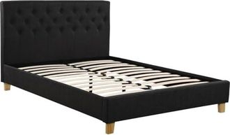 Habitat et Jardin Lit Double Emmy en Tissu Gris Fonc&eacute; 140 x 190 cm | Cadre de Lit 2 Places | Sommier et T&ecirc;te de Lit Inclus | Support &agrave; Lattes en Bois