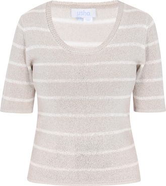 Usha Pullover Frauen hellgrau/wei&szlig;