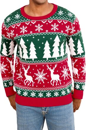 iClosam Weihnachtspullover Herren Christmas Sweater Pullover Herren Rundhals Strickpulli für Weihnachten Festival Sweatshirt Ohne Kapuze Grün,XXL