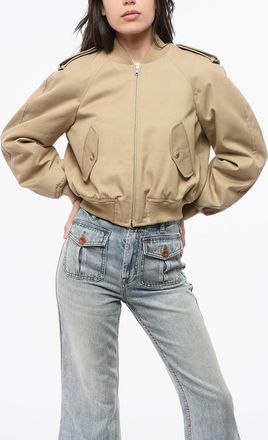 Moschino COUTURE! Solid-Color Cropped Bomber with Two Pockets Moschino