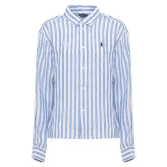 Ralph Lauren Femme, Blouses et Chemises, Bleu, Taille: 40 FR Chemise en lin ray&eacute;e