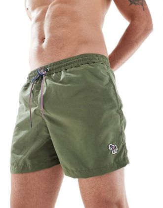 Paul Smith Paul Smith - Badeshorts in Khaki mit Zebra-Logo-Gr&uuml;n