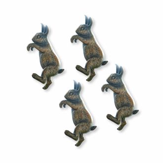 Loberon Hase 4er Set Lorie, kreativ zu dekorieren, von Hand bemalt, überall einhängbar, Ostern, Osterfiguren, Osterdekoration, Polyresin, antikbraun