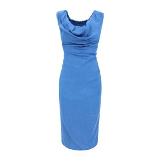 Vivienne Westwood Femme, Robes, Bleu, Taille: 36 FR Robe crayon sans manches avec applique &agrave; volants