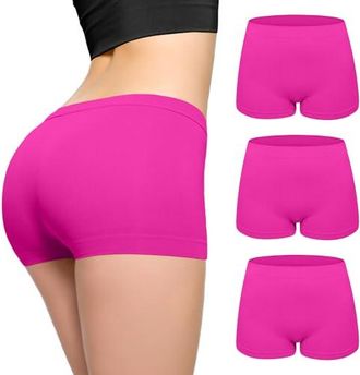 Love my Fashions Lot de 3 cale&ccedil;ons boxeurs pour femme - Sans couture - Doux - Extensible, rose fuchsia, Small-medium