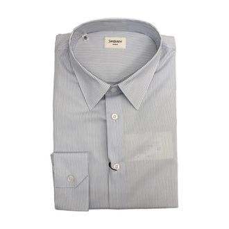Saint Laurent Gestreiftes Button-Up-Hemd - - Shirts - Herren - Blau - 2XL