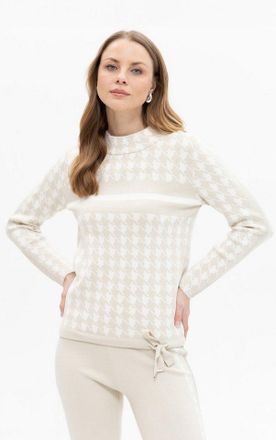 Passioni Strickpullover mit Hahnentritt-Muster