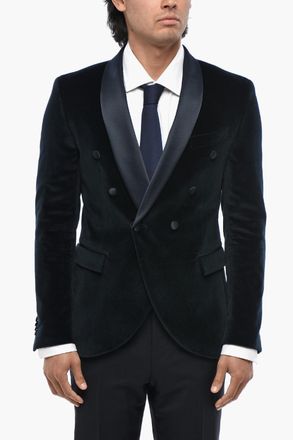 Corneliani CODE Veloursblazer mit Schalkragen aus Satin Corneliani
