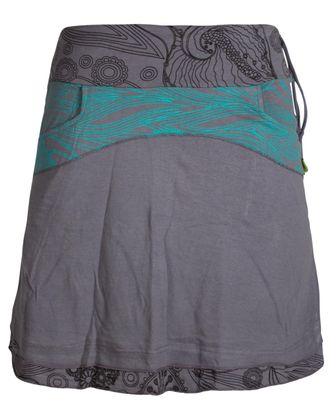 vishes Alternative Bekleidung - Lagenlook Goa Hippie Damen Rock Kurz Breiter Bund Taschen R&ouml;cke grau 36