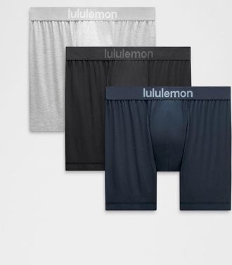 lululemon Boxer Always in Motion Lot de 3 pour Hommes - 13 cm - Noir/Bleu - Taille 2XL