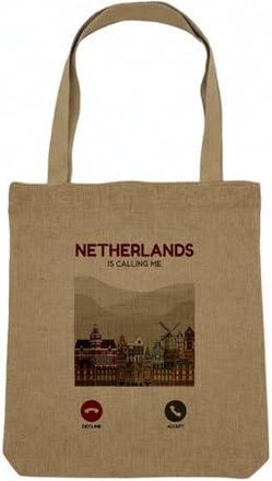 Fabulous Sac Shopping Tote Bag Aspect Lin - Netherlands Is Calling Me Amsterdam Architecture Travel - Sac de Courses Toile Epaisse 360g Beige Naturel Cabas Por