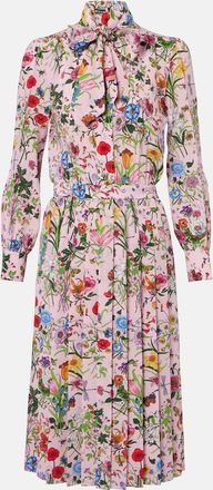 Gucci Robe chemise en soie &agrave; fleurs