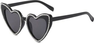 Generic Lunettes de soleil en forme de coeur pour femmes dété en plein air oeil de chat décoration diamant personnalité lunettes de soleil classiques lunettes