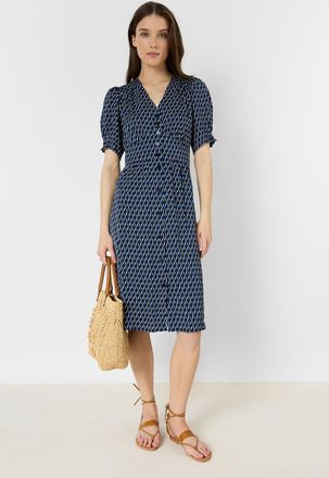 Gerard Darel Robe cintr&eacute;e &agrave; imprim&eacute; graphique - RIHANNE - Marine